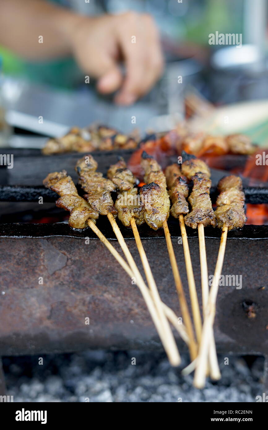 Traditional Indonesian Satay Grilled with charcoal Stock Photo - Alamy