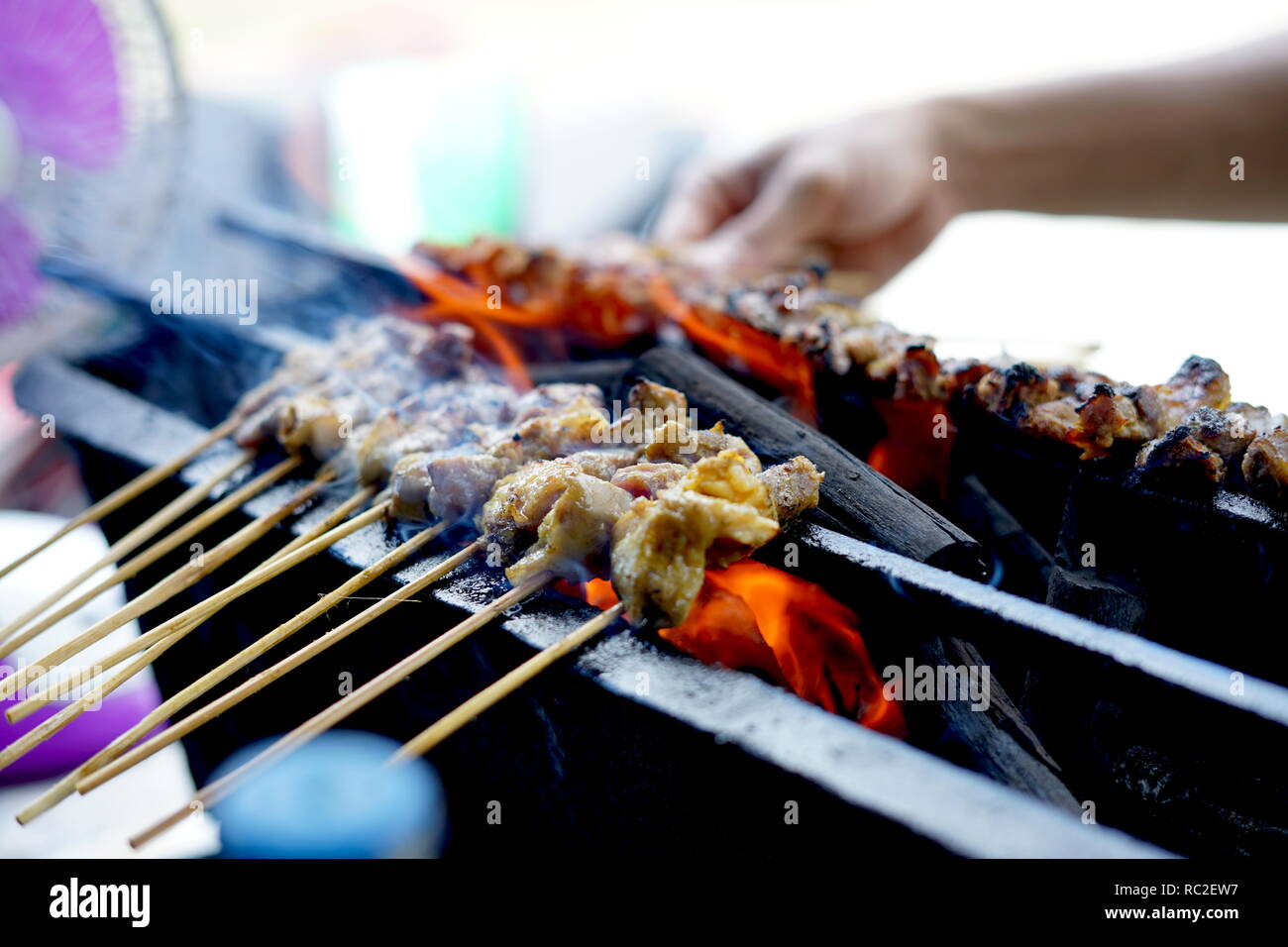 Traditional Indonesian Satay Grilled with charcoal Stock Photo - Alamy