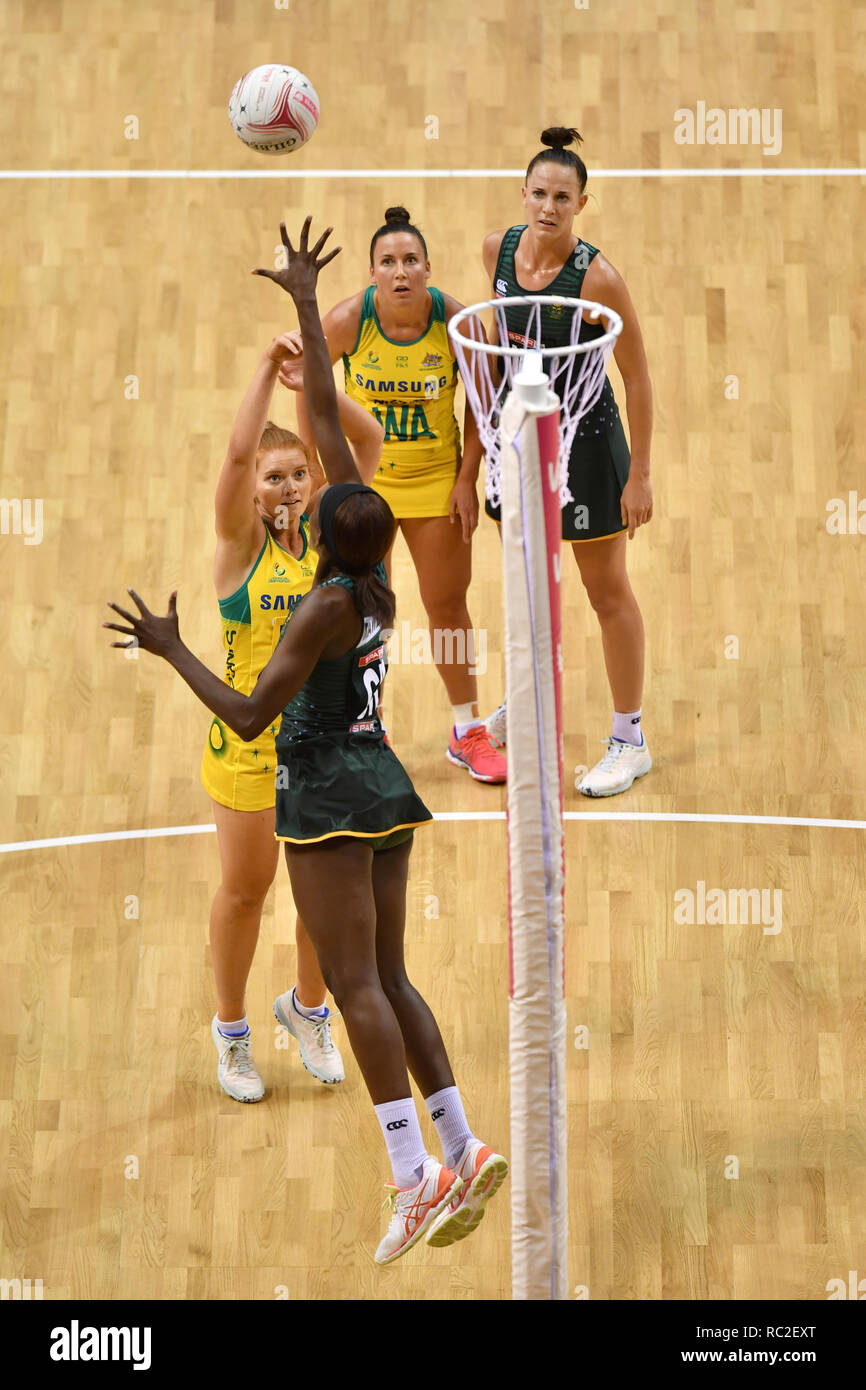 Samsung Diamonds' Stephanie Wood scores a goal during the Vitality ...