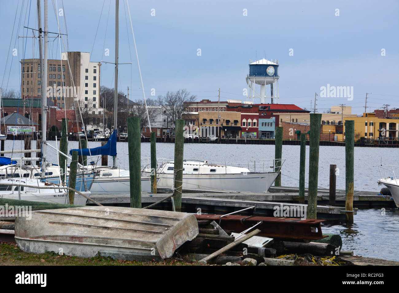 Downtown Elizabeth City NC with it's iconic water tower as seen from ...
