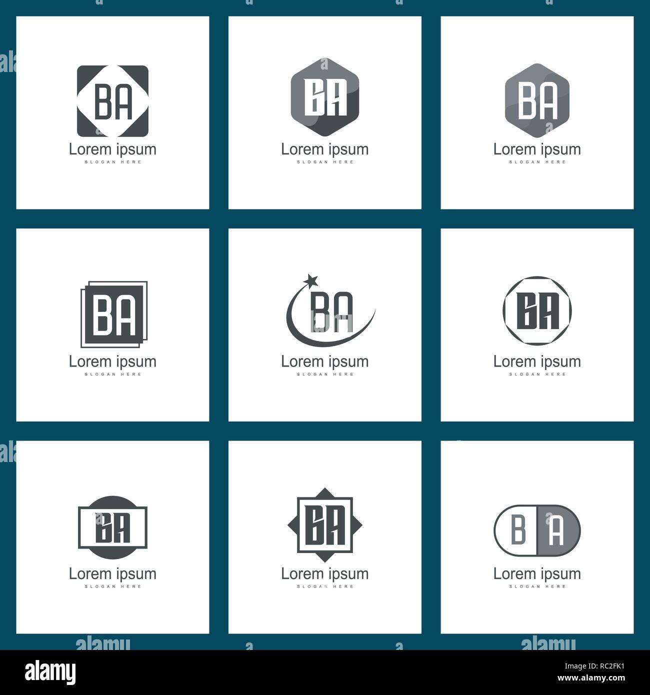 Set of letter logo. Initial BA Logo Template Vector Design Stock Vector ...