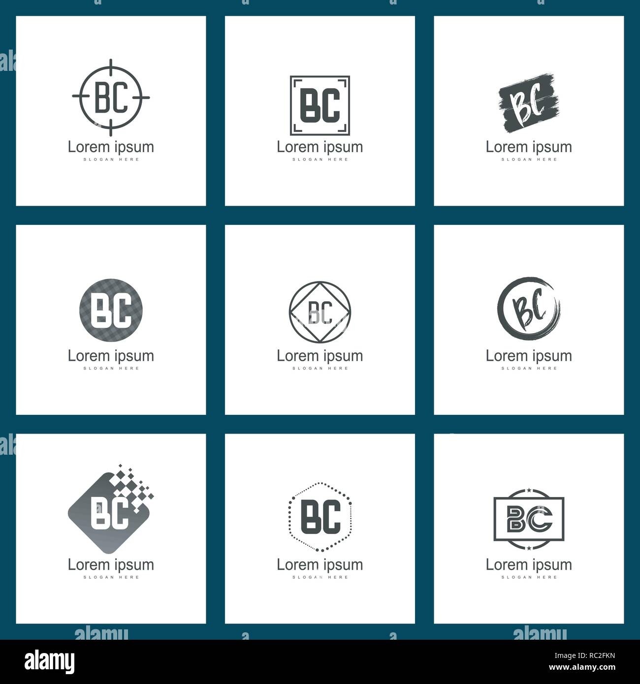 Set of letter logo. Initial BC Logo Template Vector Design Stock Vector ...