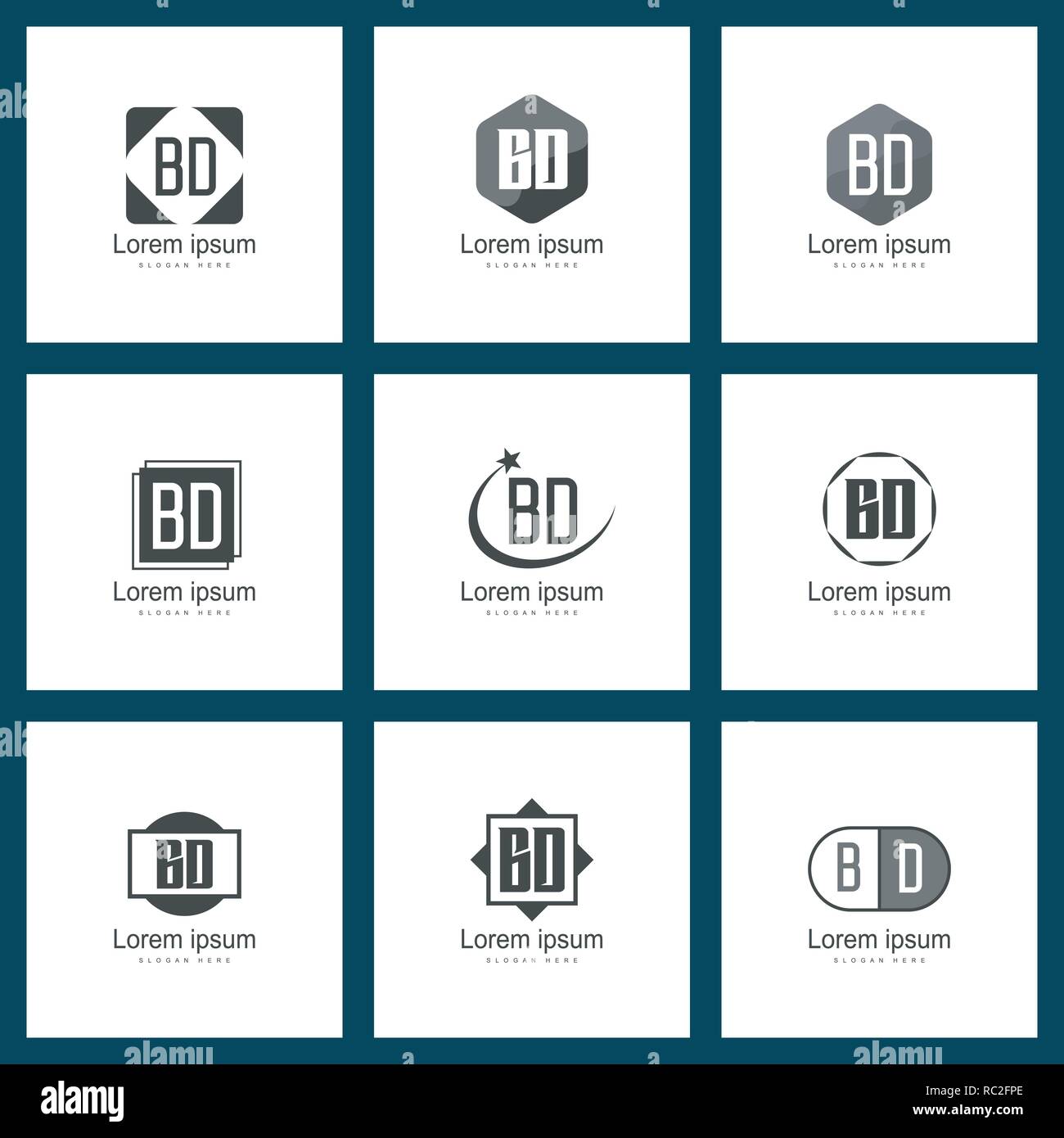 Set of letter logo. Initial BD Logo Template Vector Design Stock Vector ...