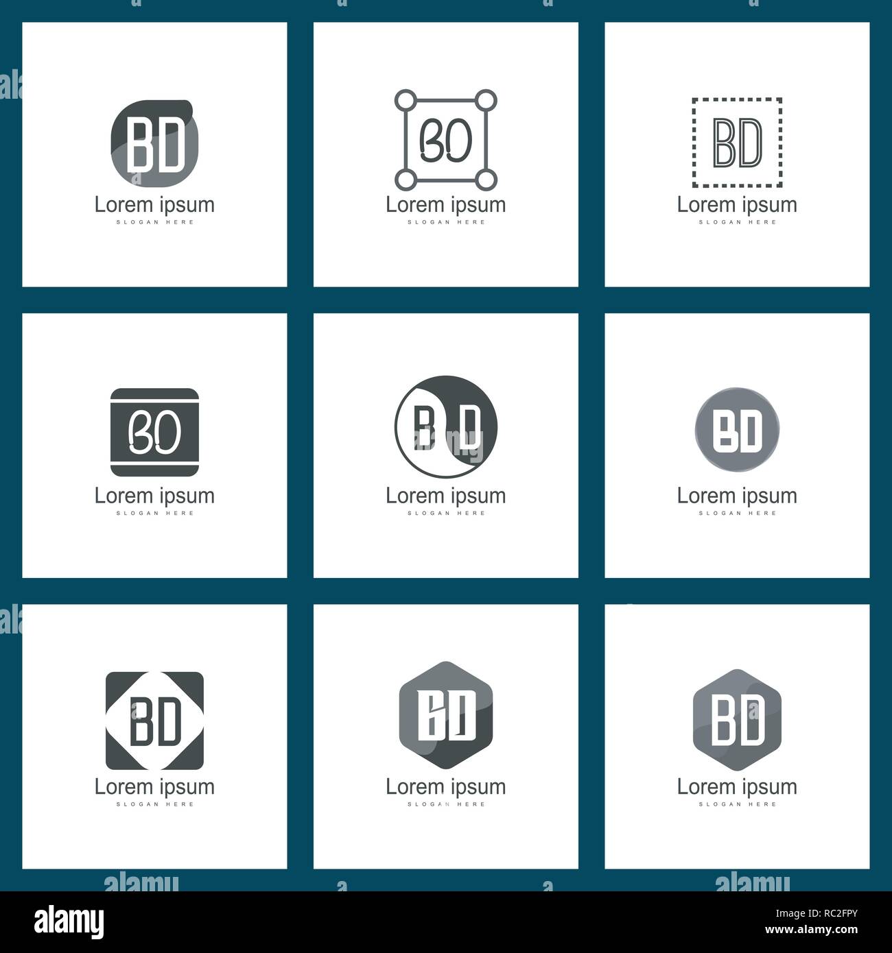 Set of letter logo. Initial BD Logo Template Vector Design Stock Vector ...