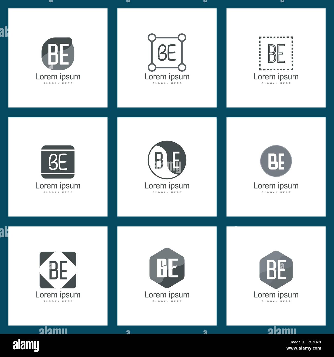 Set of letter logo. Initial BE Logo Template Vector Design Stock Vector ...