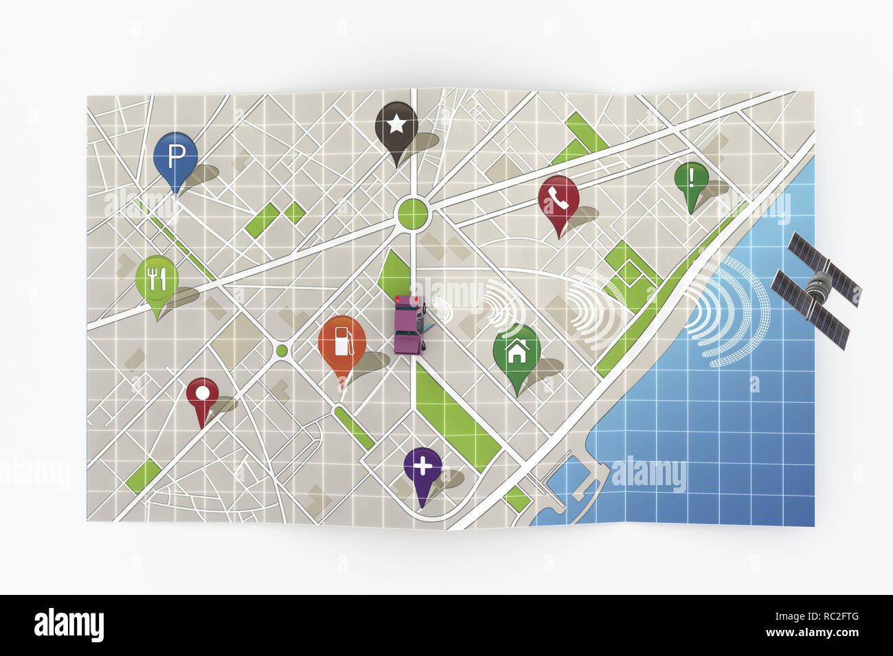road map isolated on white background 3d illustration Stock Photo - Alamy