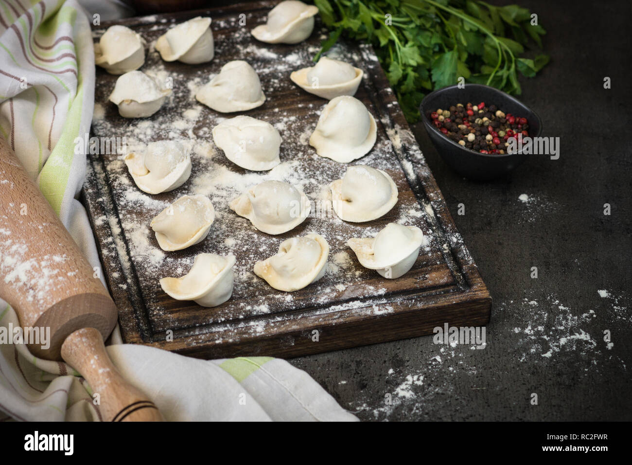 Dumpling board hi-res stock photography and images - Alamy