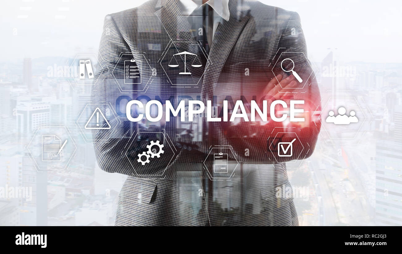 Compliance diagram with icons. Business concept on abstract background ...