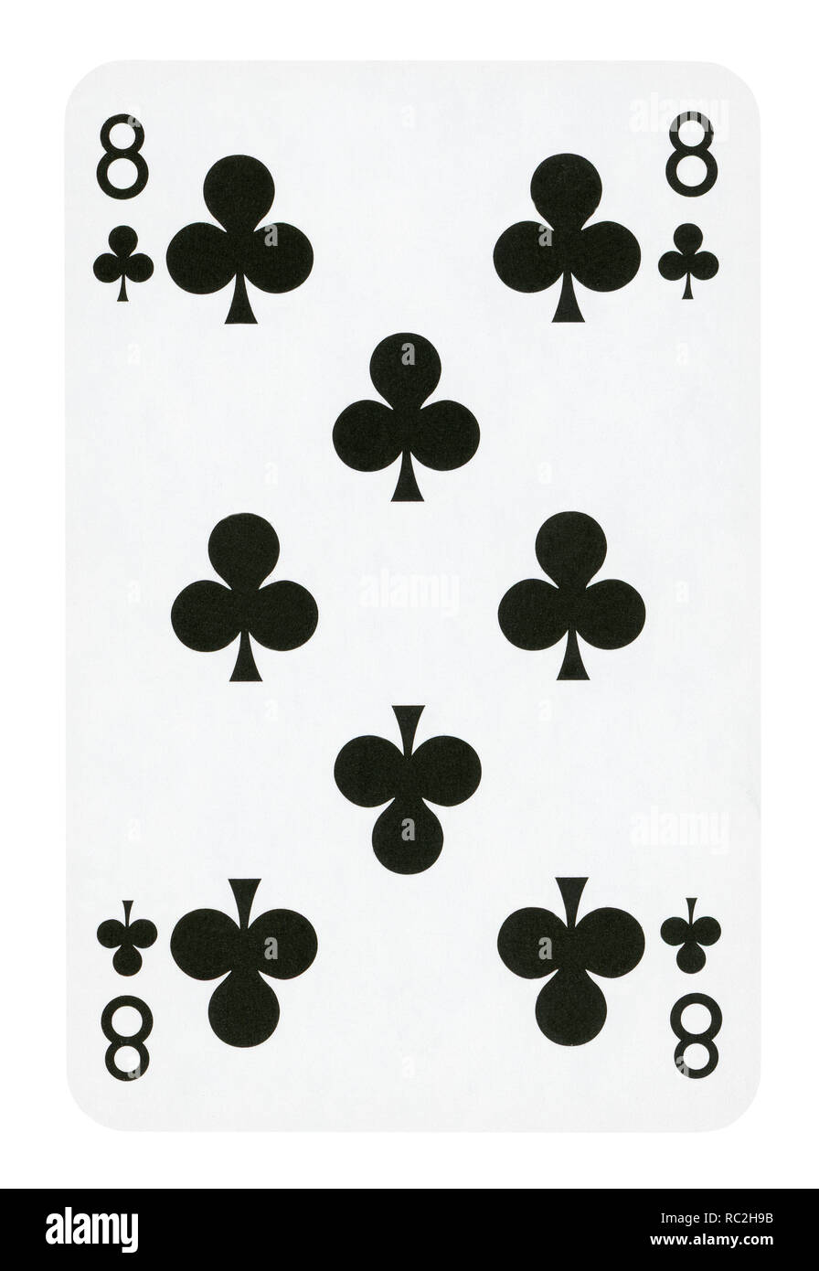 Eight of Clubs playing card - isolated on white (clipping path included ...