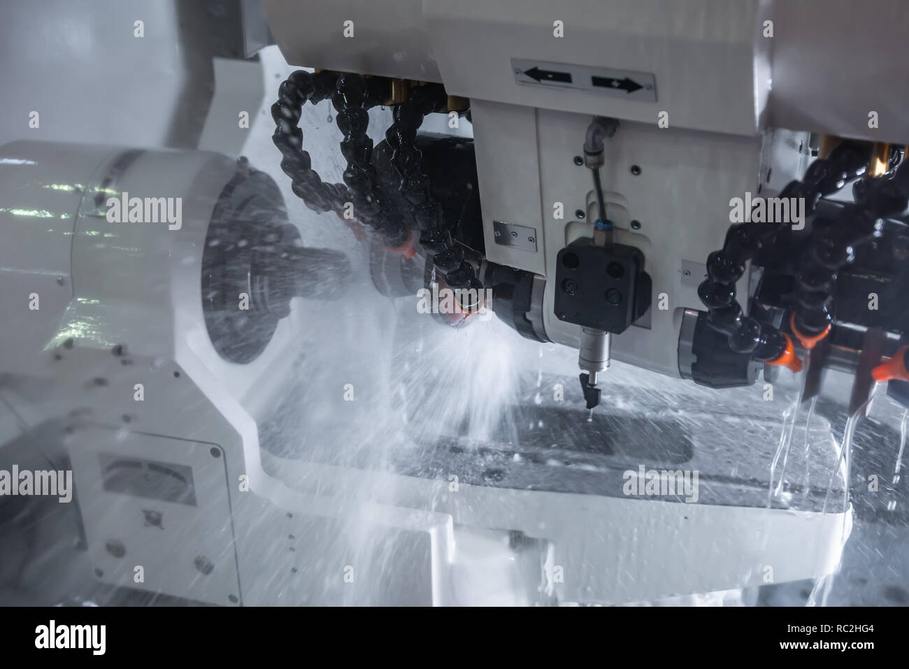 Metalworking CNC milling machine. Cutting metal modern processing ...