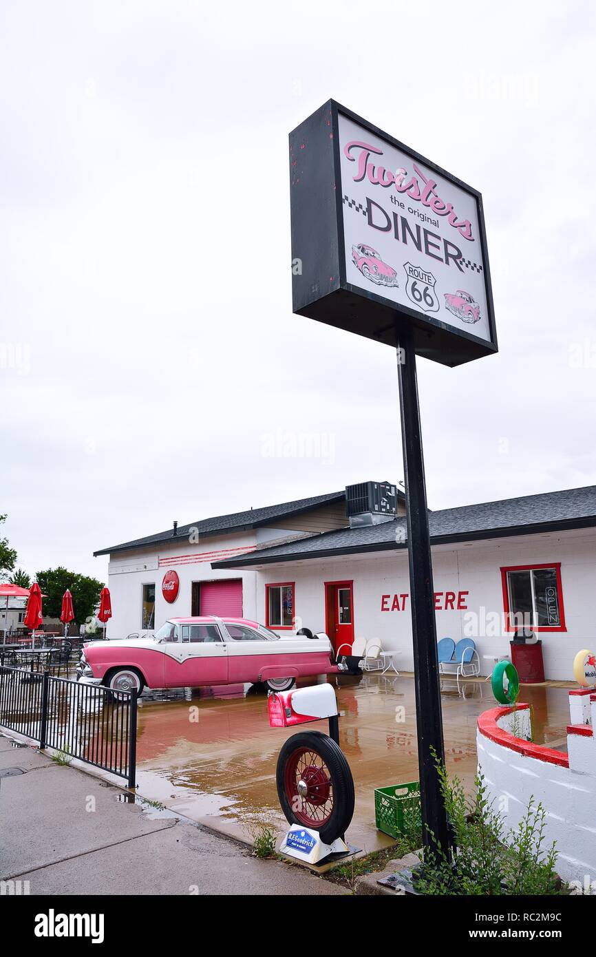 Williams, Arizona - July 24, 2017: Classic pink Ford Fairlane Crown ...