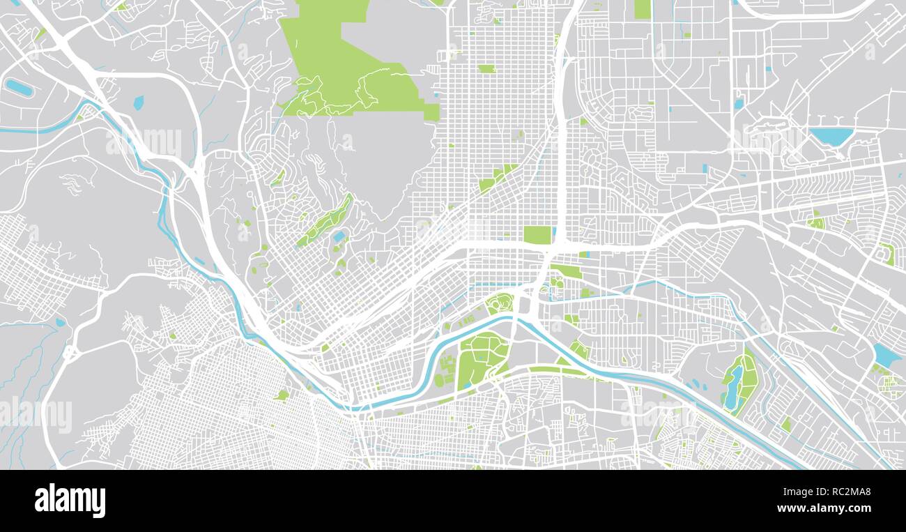 Urban vector city map of El Paso, Texas, United States of America Stock ...