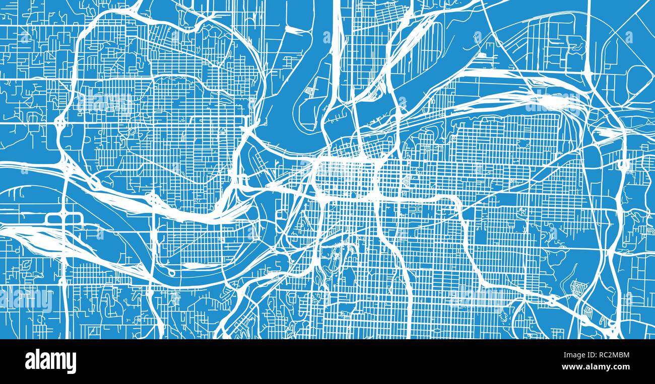 Urban vector city map of Kansas City, Missouri, United States of ...