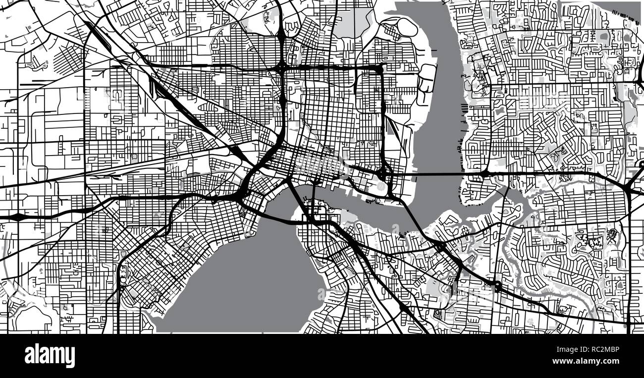 Urban vector city map of Jacksonville, Florida, United States of ...