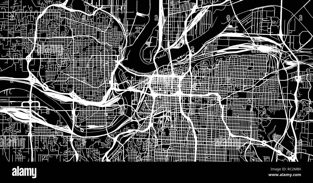 Urban vector city map of Kansas City, Missouri, United States of ...