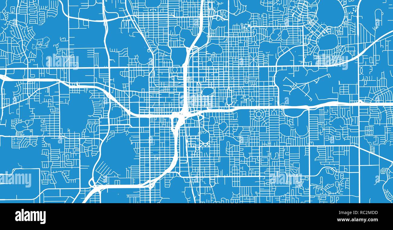 Urban vector city map of Orlando, Florida, United States of America ...