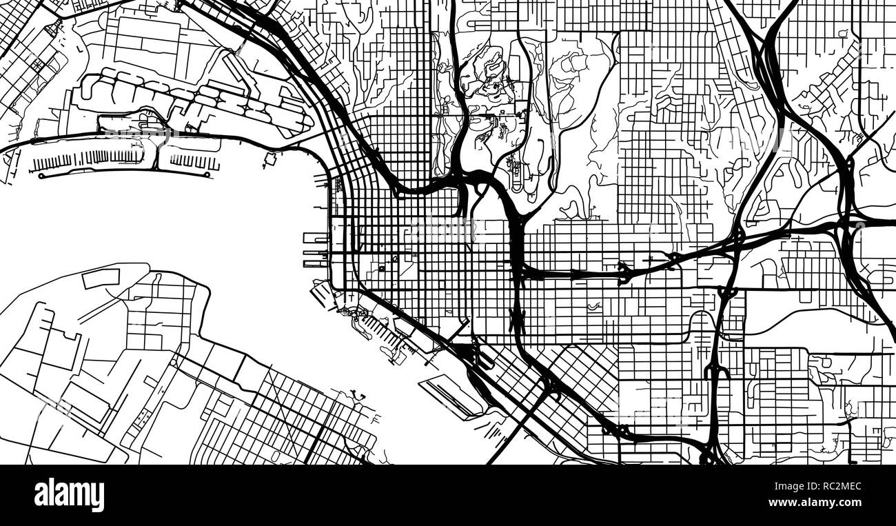 Urban vector city map of San Diego, California, United States of ...