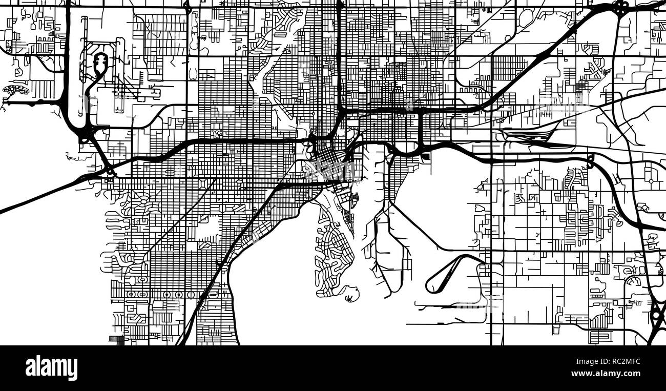 Urban vector city map of Tampa, Florida, United States of America Stock ...