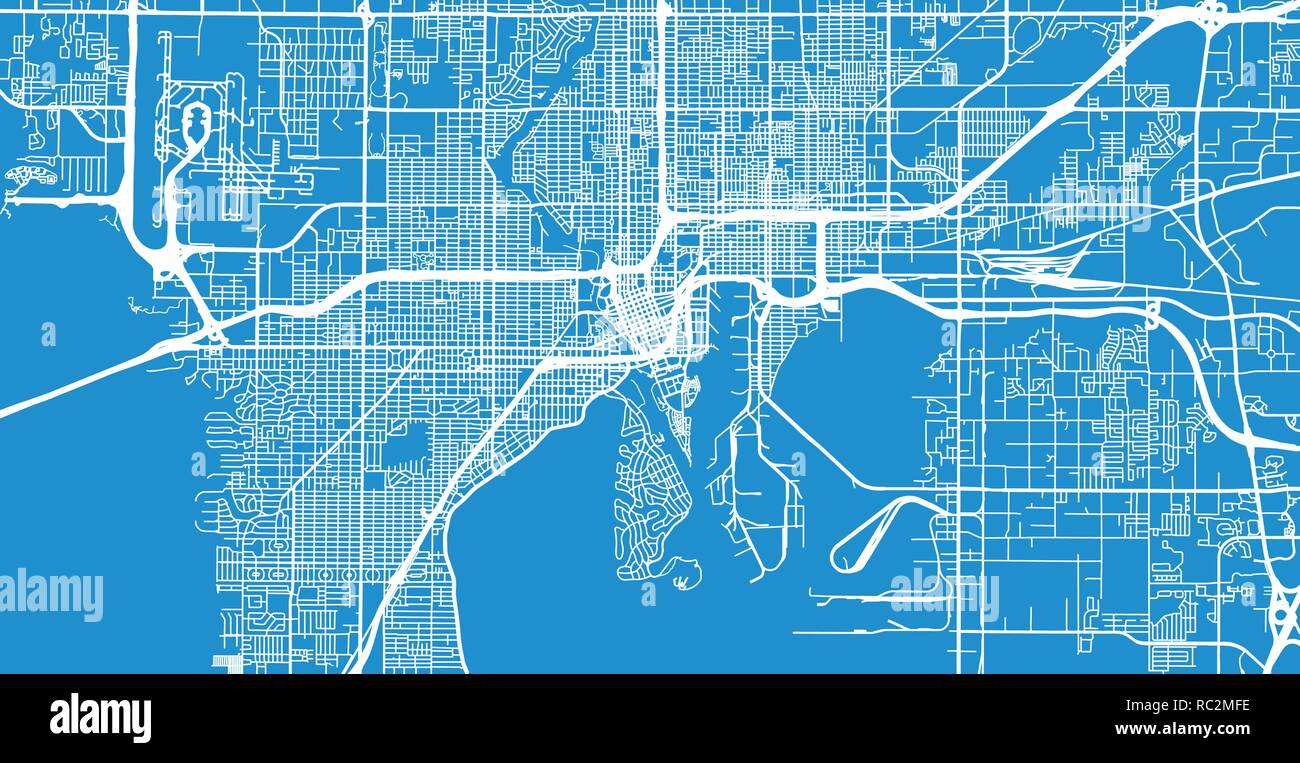 Urban vector city map of Tampa, Florida, United States of America Stock ...
