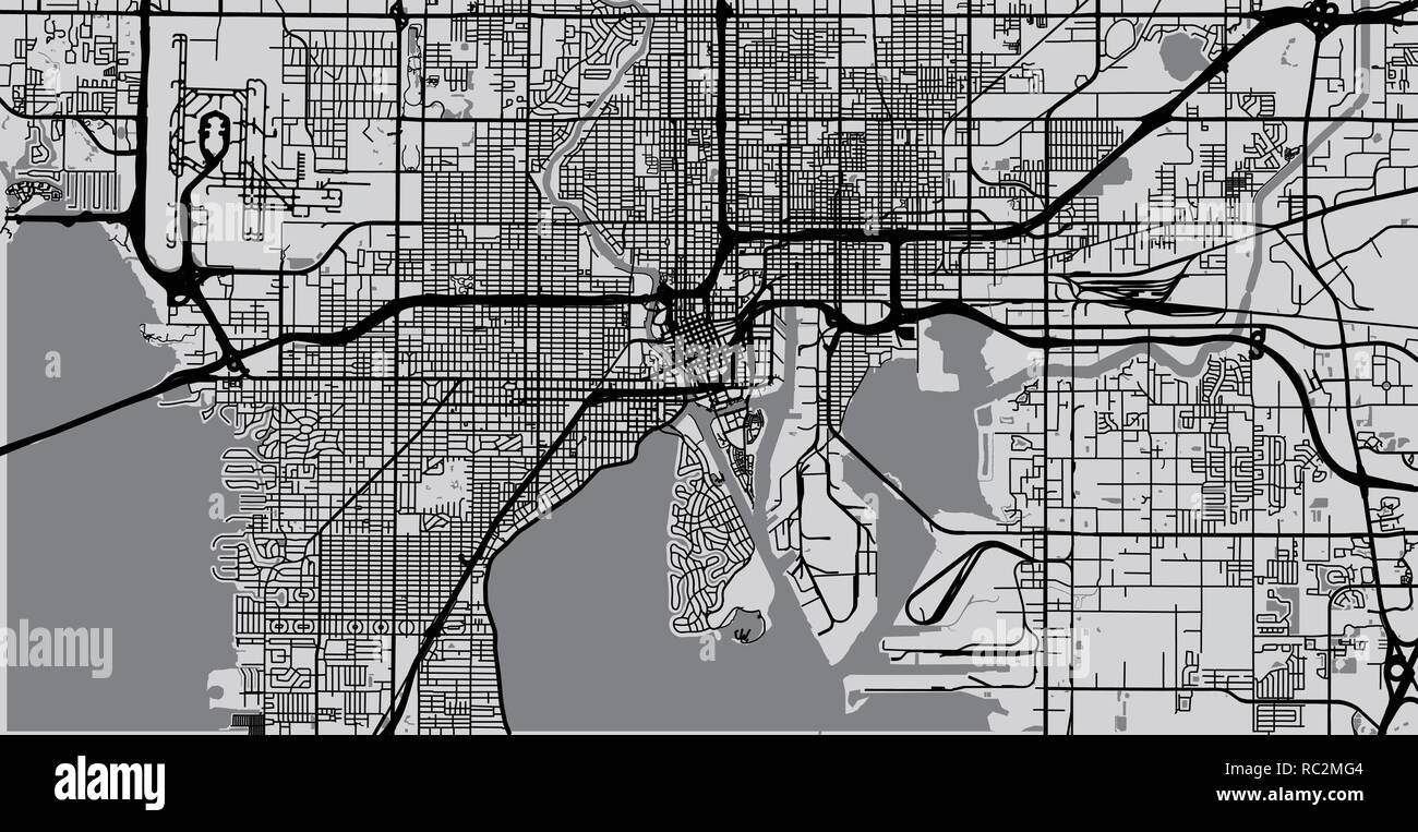 Urban vector city map of Tampa, Florida, United States of America Stock ...