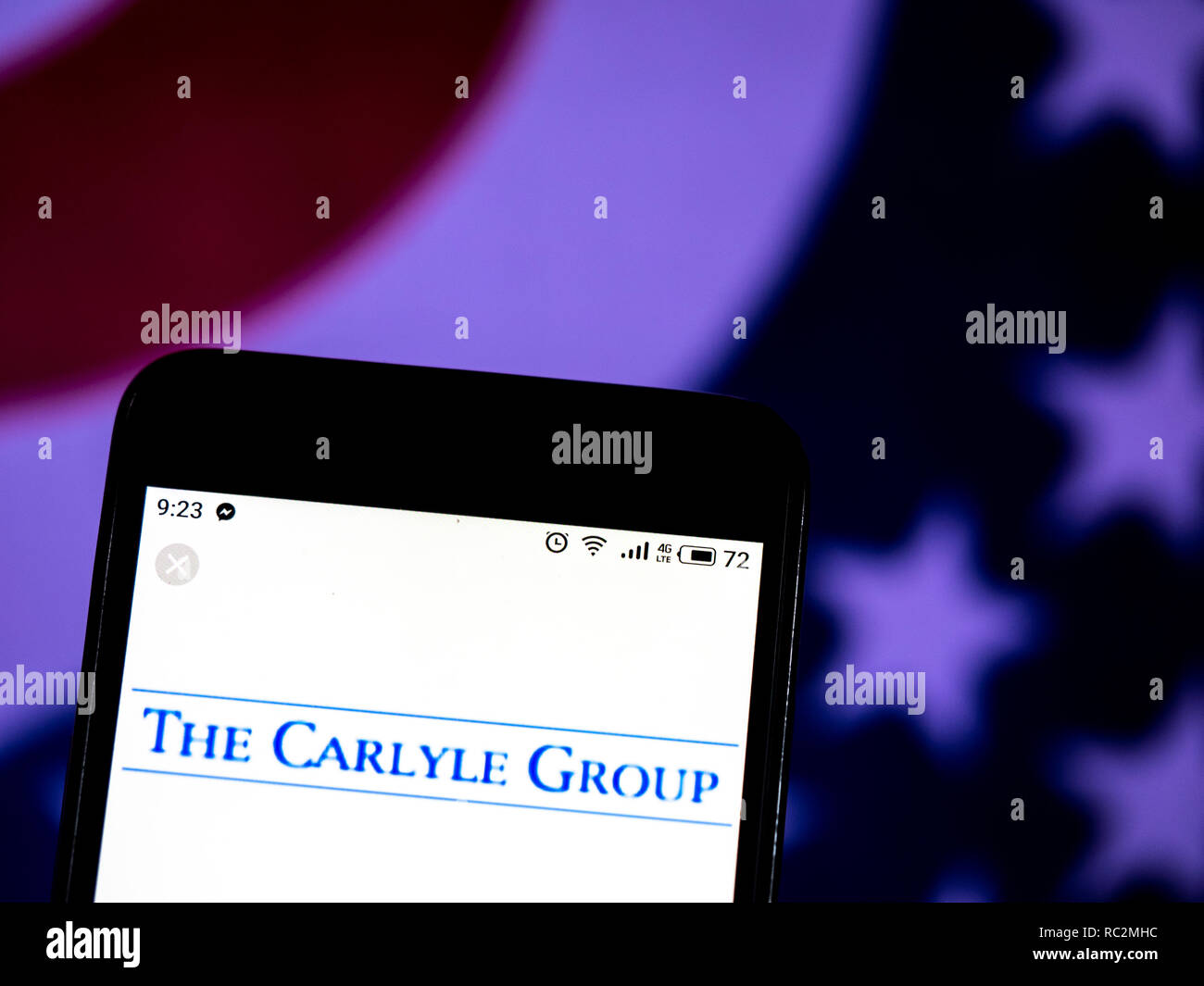 The Carlyle Group Private equity company logo seen displayed on smart ...