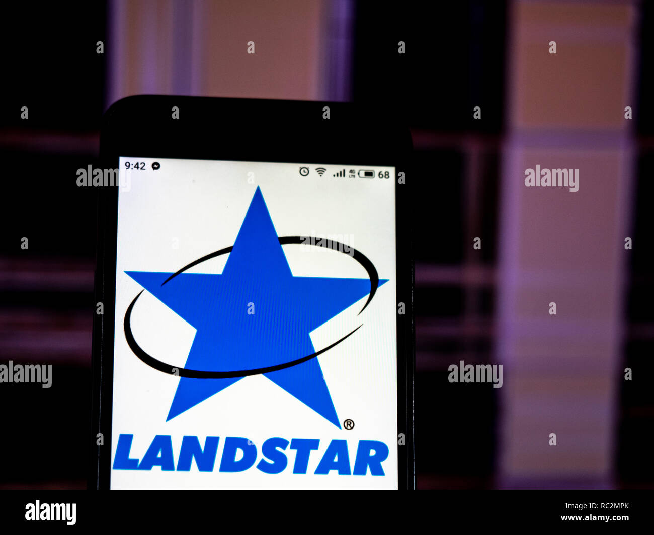 Landstar System Transport company logo seen displayed on smart phone ...