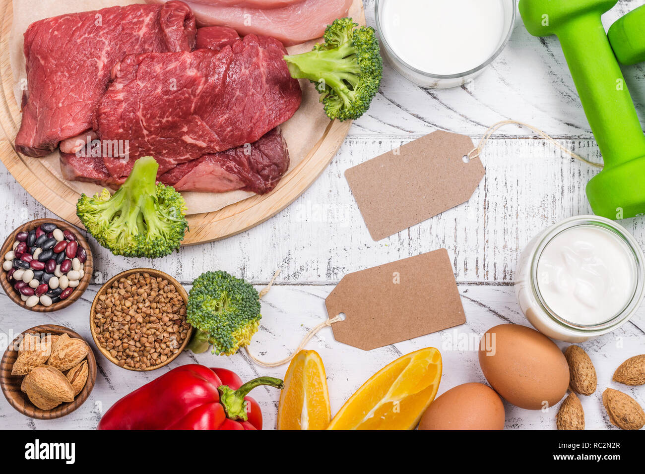 Foods for building muscles Stock Photo - Alamy