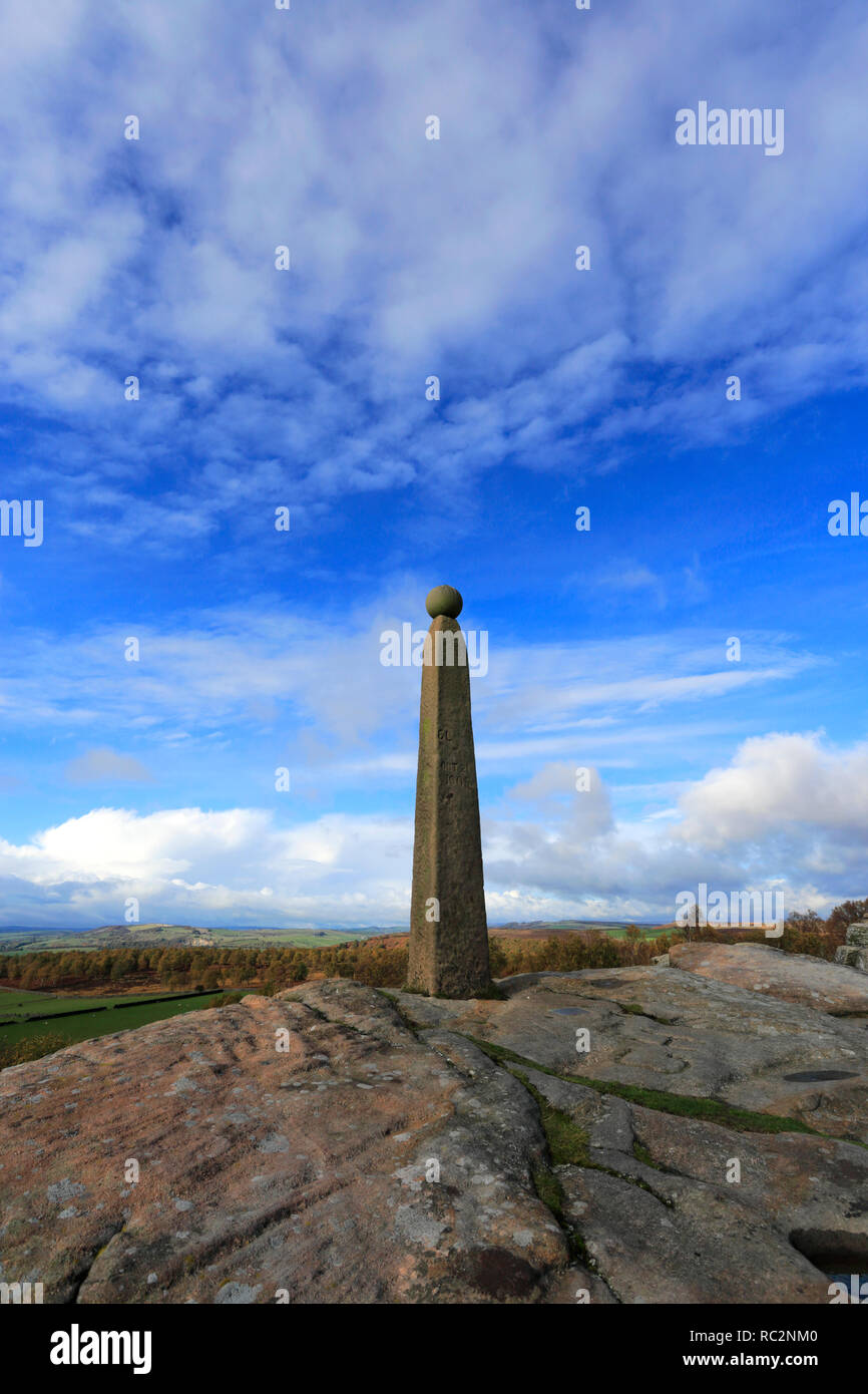 Autumn view over Admiral Nelsons monument, Birchen Edge, Peak District ...