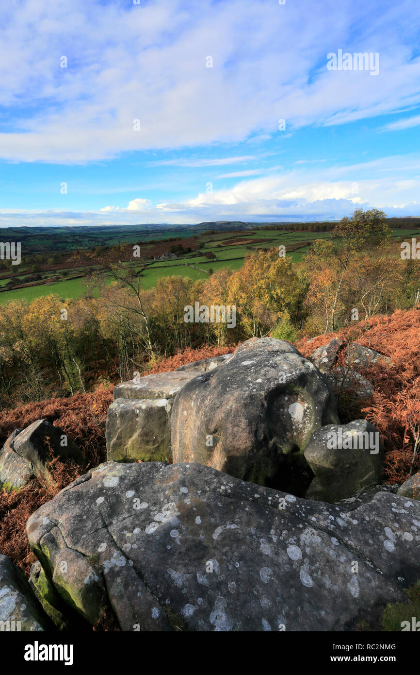 Autumn view over Birchen Edge, Peak District National Park, Derbyshire ...