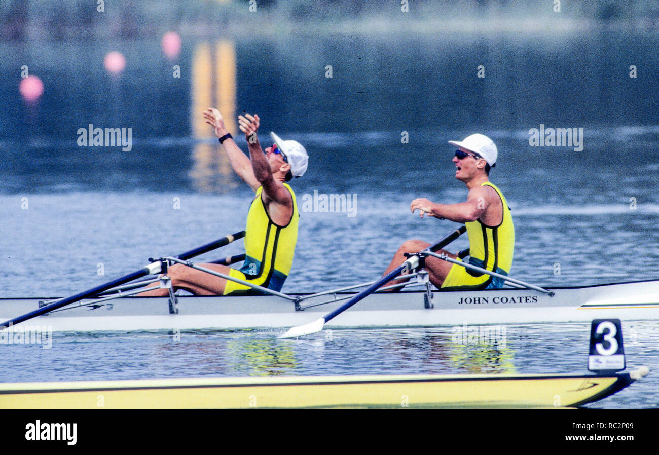 Barcelona Olympics 1992 - Lake Banyoles, SPAIN, AUS M2X stroke, ANTONIE ...