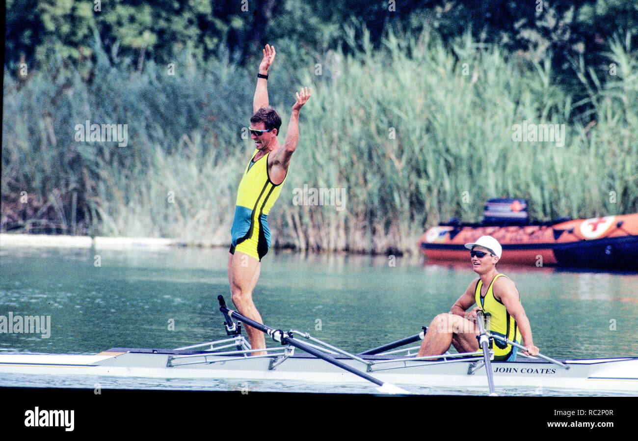 Barcelona Olympics 1992 - Lake Banyoles, SPAIN, AUS M2X stroke, ANTONIE ...