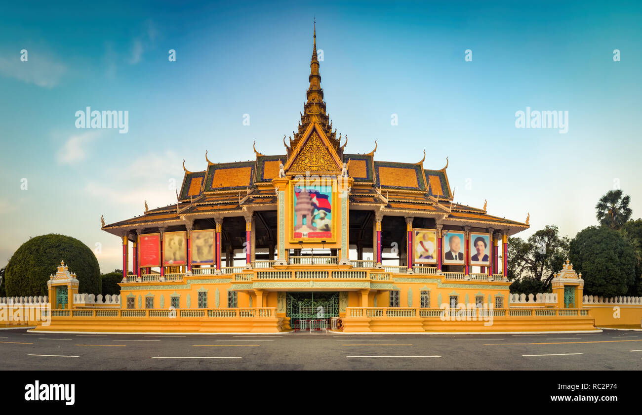 Royal palace complex in Phnom Penh, Cambodia. Tourist attraction and ...