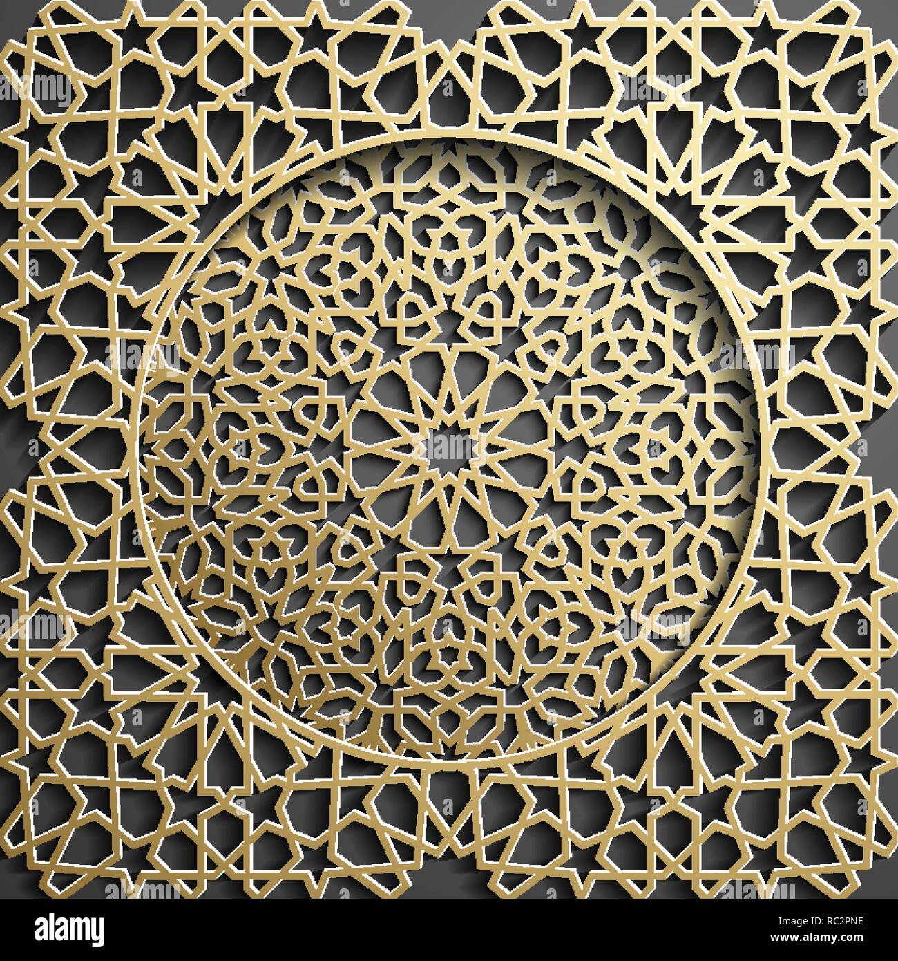 Islamic ornament vector , persian motiff . 3d ramadan islamic round ...