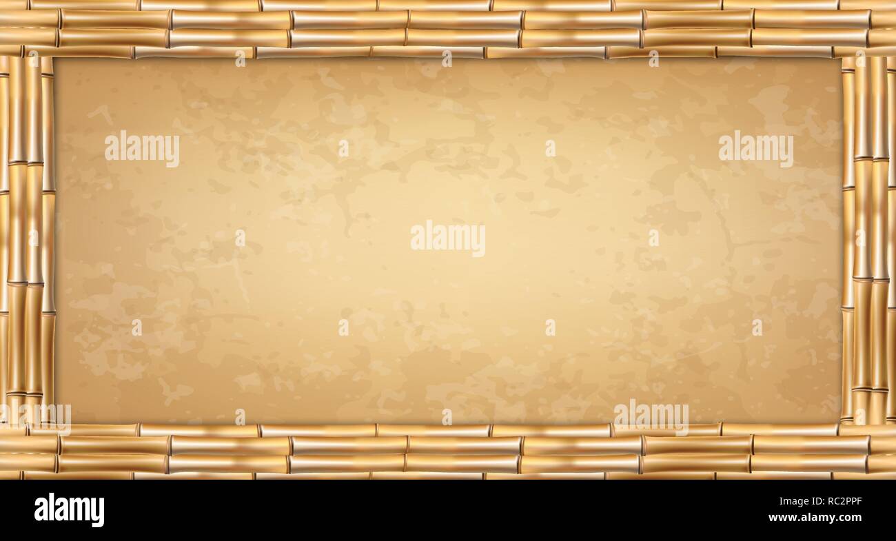 Vector illustration of brown bamboo rectangle stem frame. Art design ...