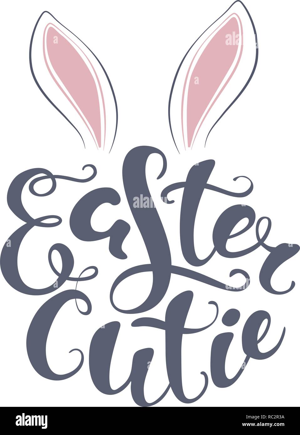 Vector Happy Easter bunny lettering card. quote to design greeting card ...