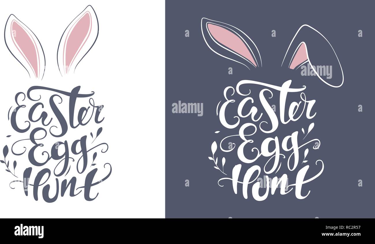 Vector Happy Easter bunny lettering card. quote to design greeting card ...