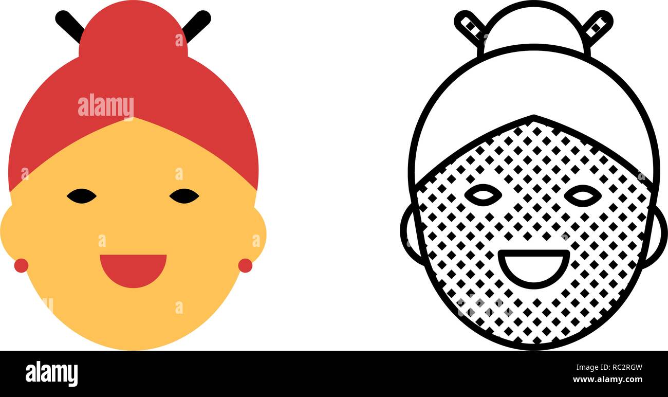 Asian woman avatar icon set, happy face symbol Stock Vector Image & Art ...