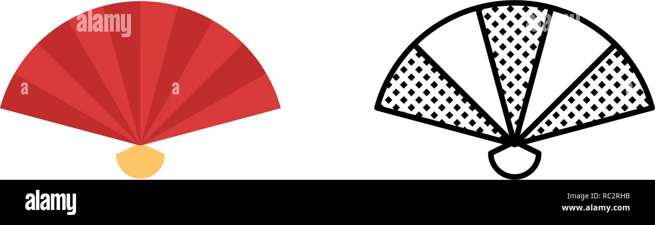 Fan icon set, chinese decoration symbol, vector illustration Stock ...