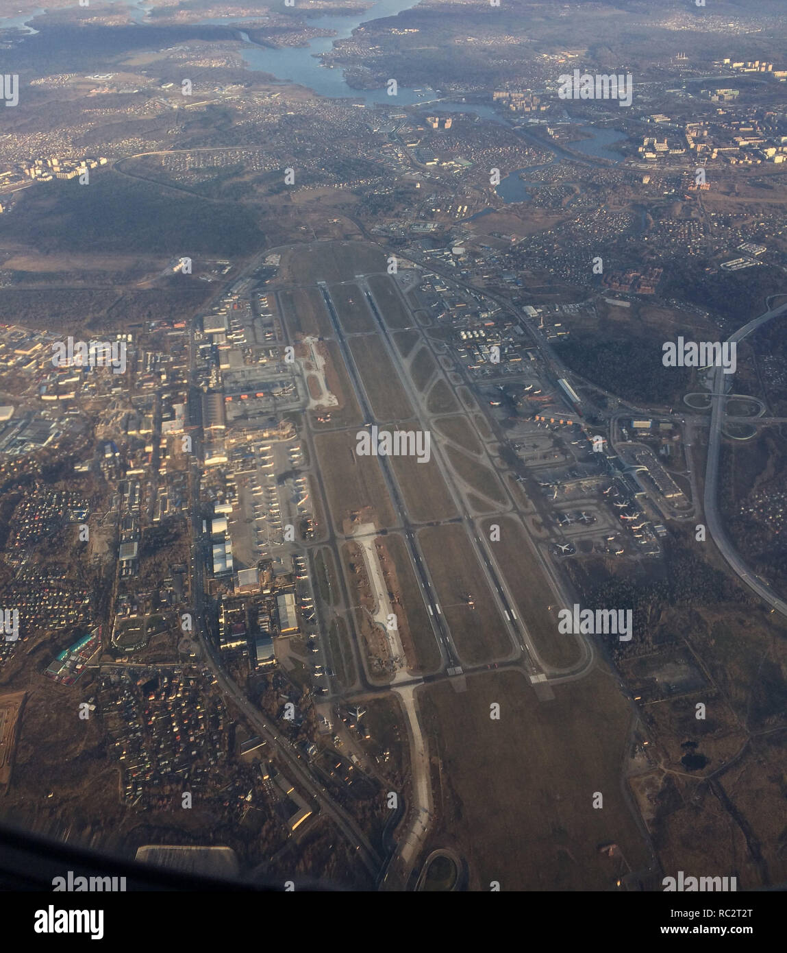 Sheremetyevo International Airport (SVO) in Moscow, Russia. Aerial view ...