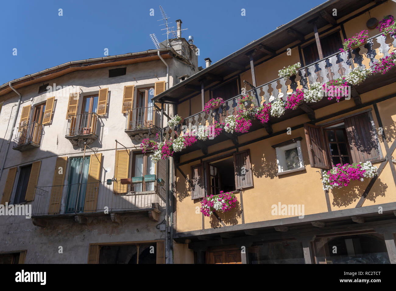 Susa, Turin, Piedmont, Italy: the historic city: typical house with ...