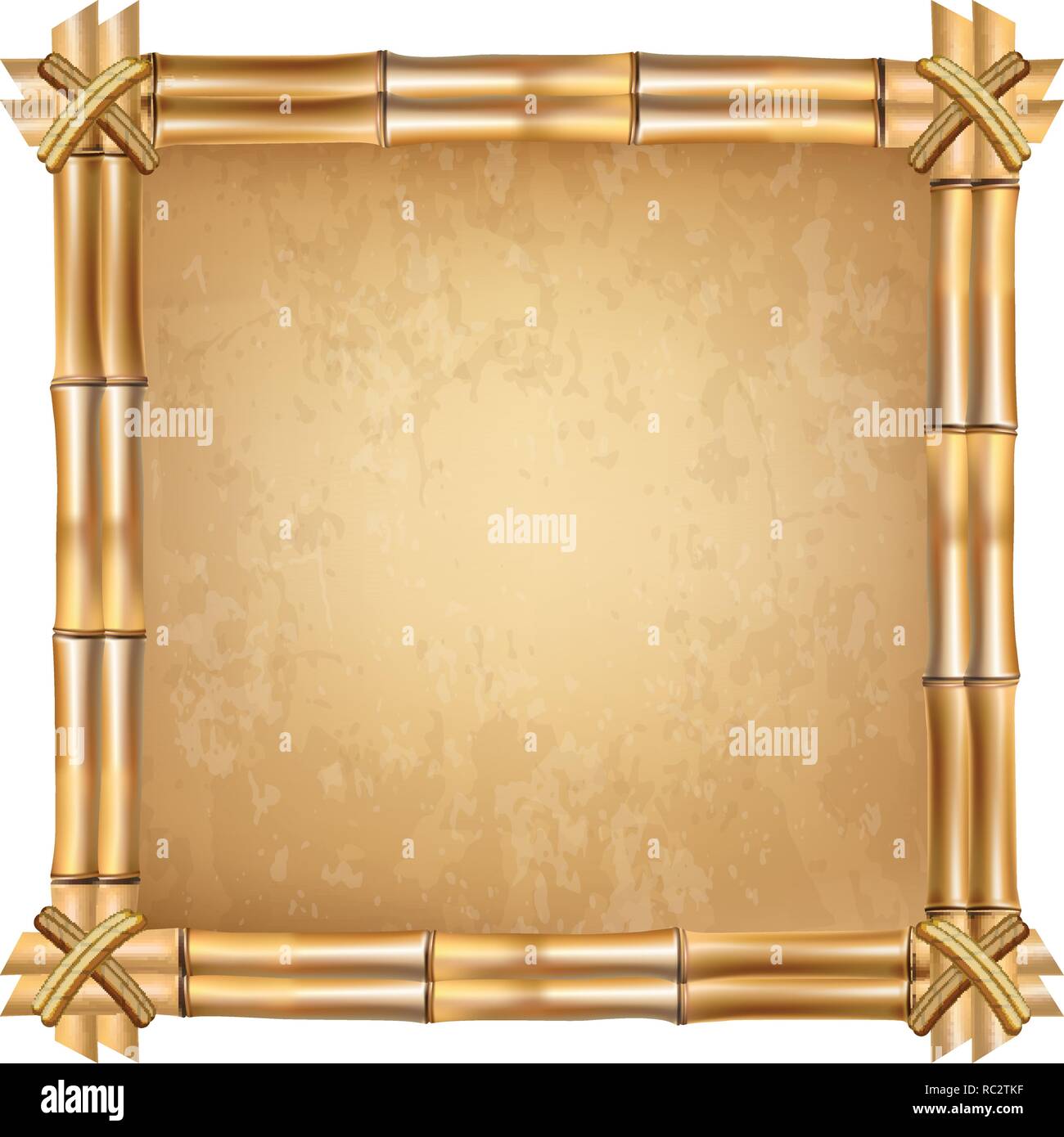 Vector illustration of brown dry bamboo stick border isolated on white ...