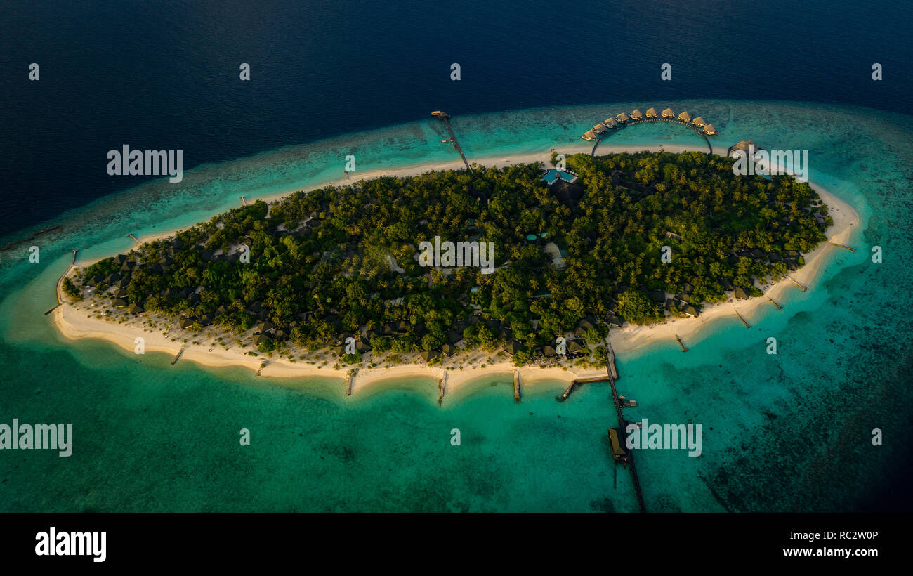 Maldives Aerial View of Island Stock Photo - Alamy