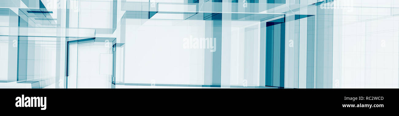 Abstract blue architecture 3d rendering Stock Photo - Alamy