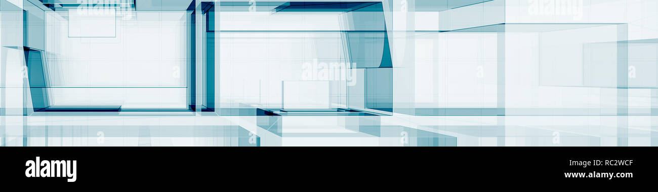 Abstract blue architecture 3d rendering Stock Photo - Alamy