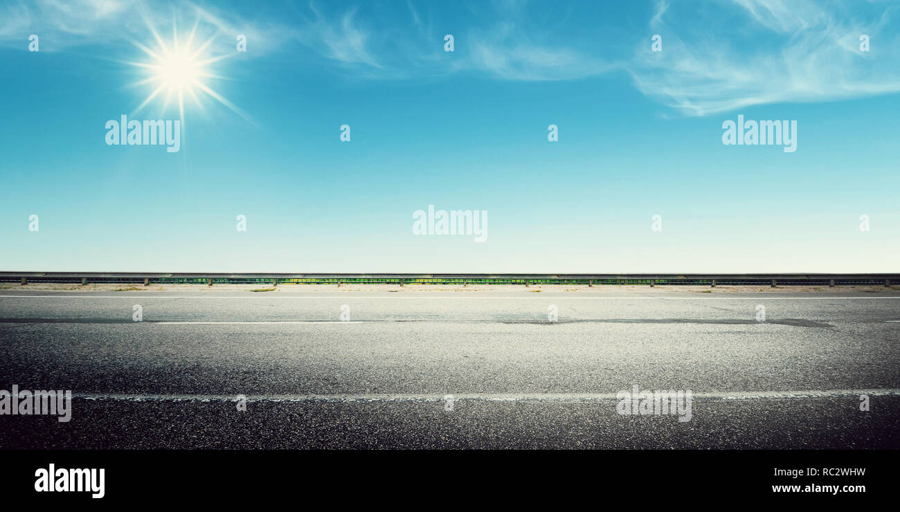 Panoramic road sunrise summer travel Stock Photo - Alamy