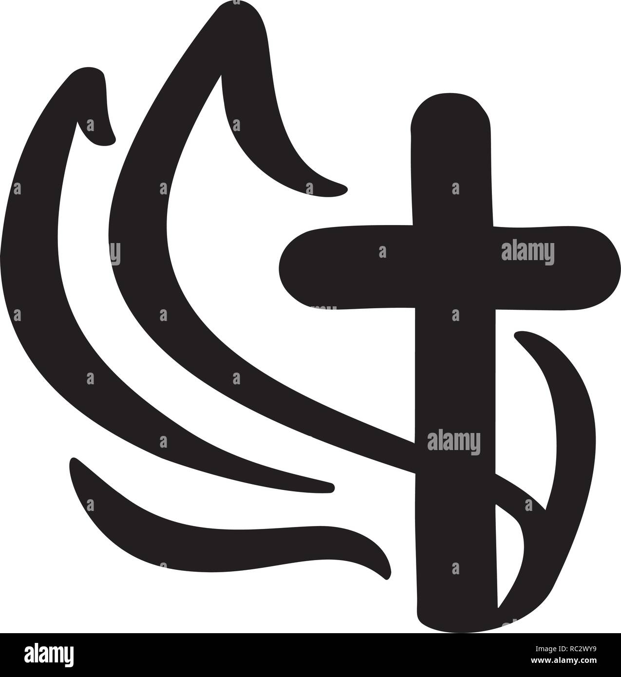 Vector illustration of Christian Logo. Emblem with concept of Cross ...