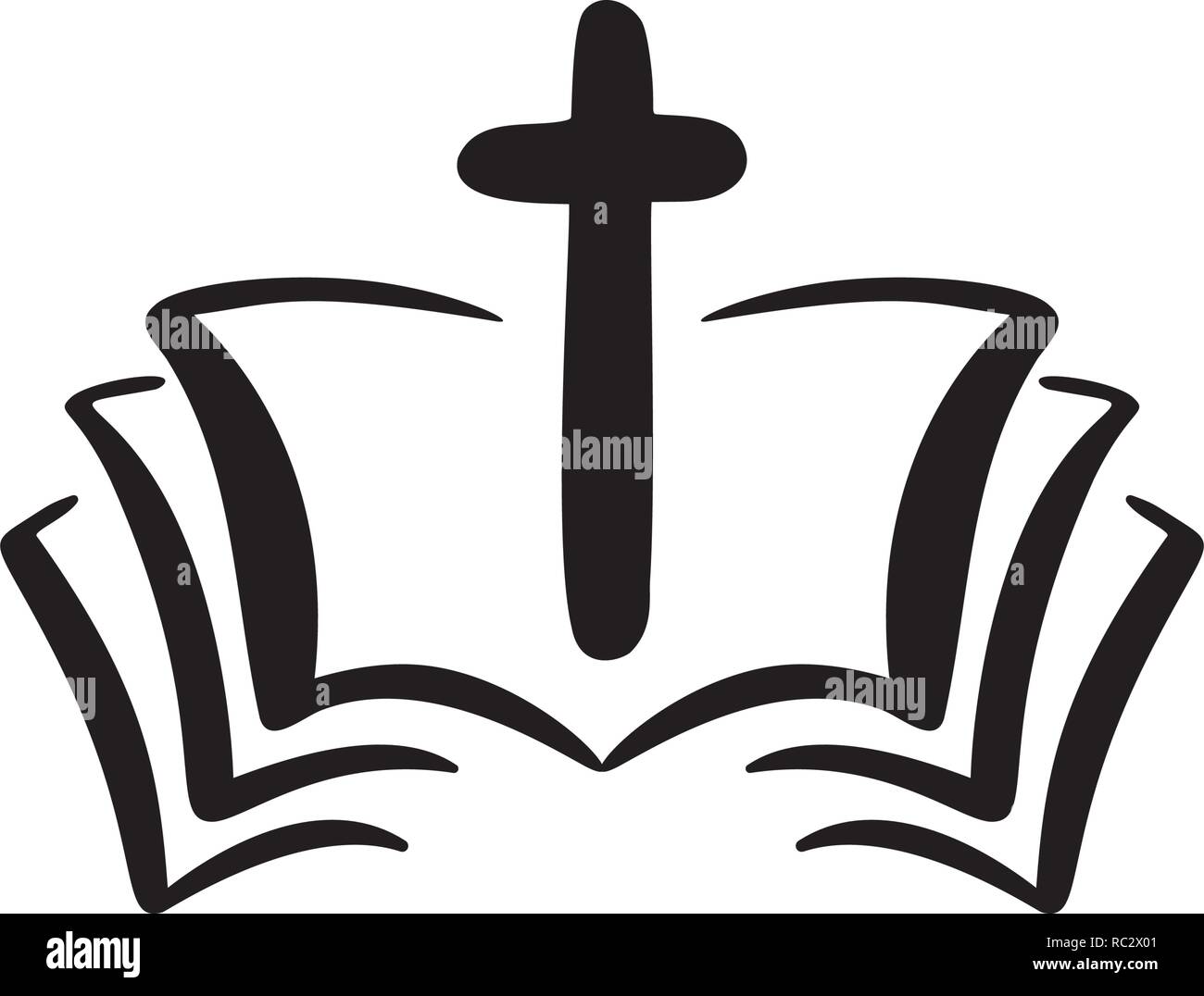 Vector illustration of Christian Logo. Emblem with Cross and Holy Bible ...