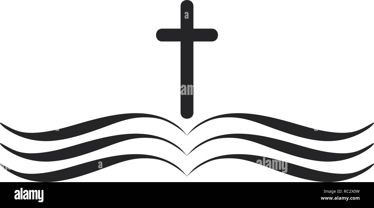 Vector illustration of Christian Logo. Emblem with Cross and Holy Bible ...