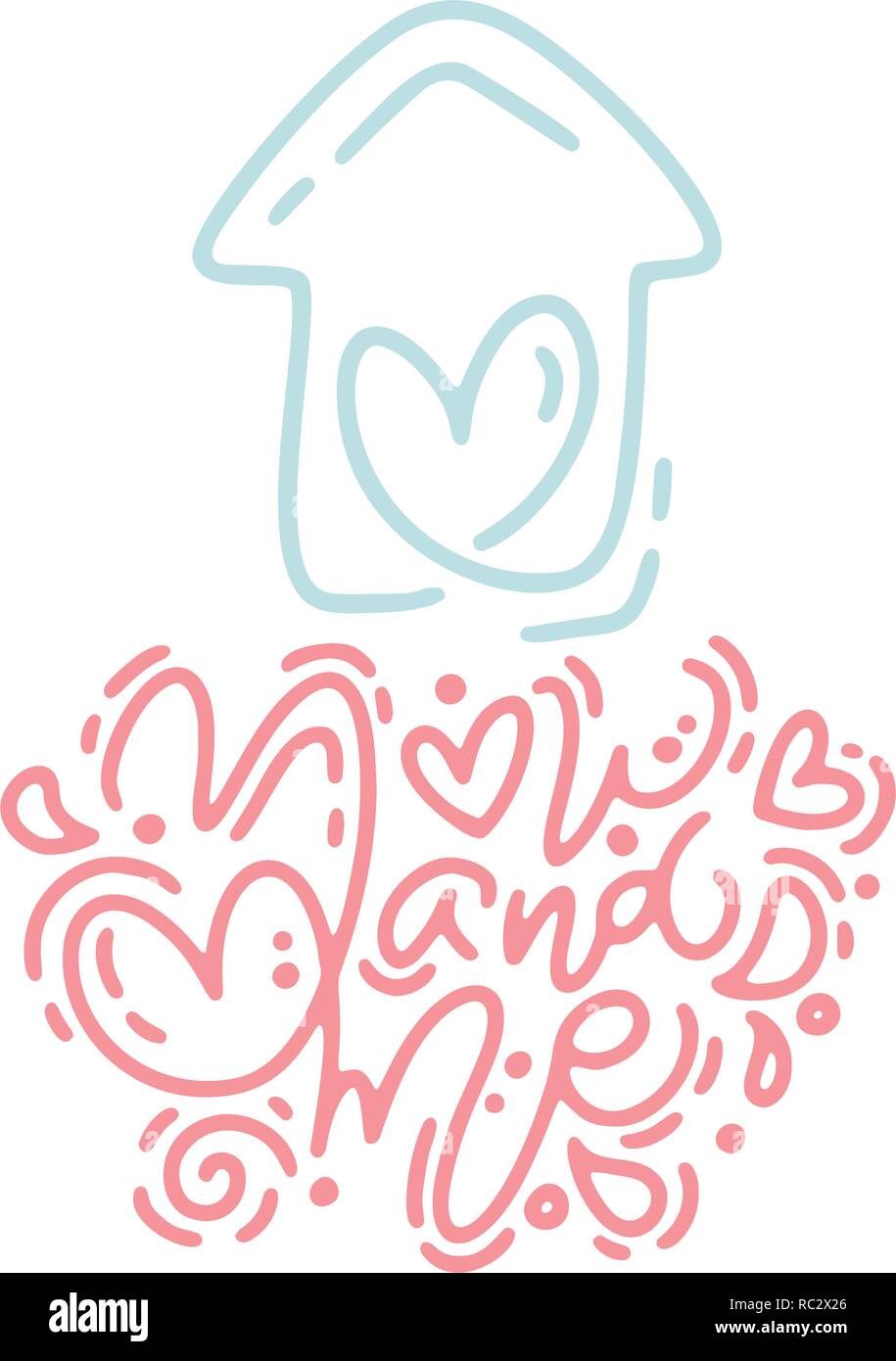 Vector monoline calligraphy phrase You and Me with Valentine logo ...