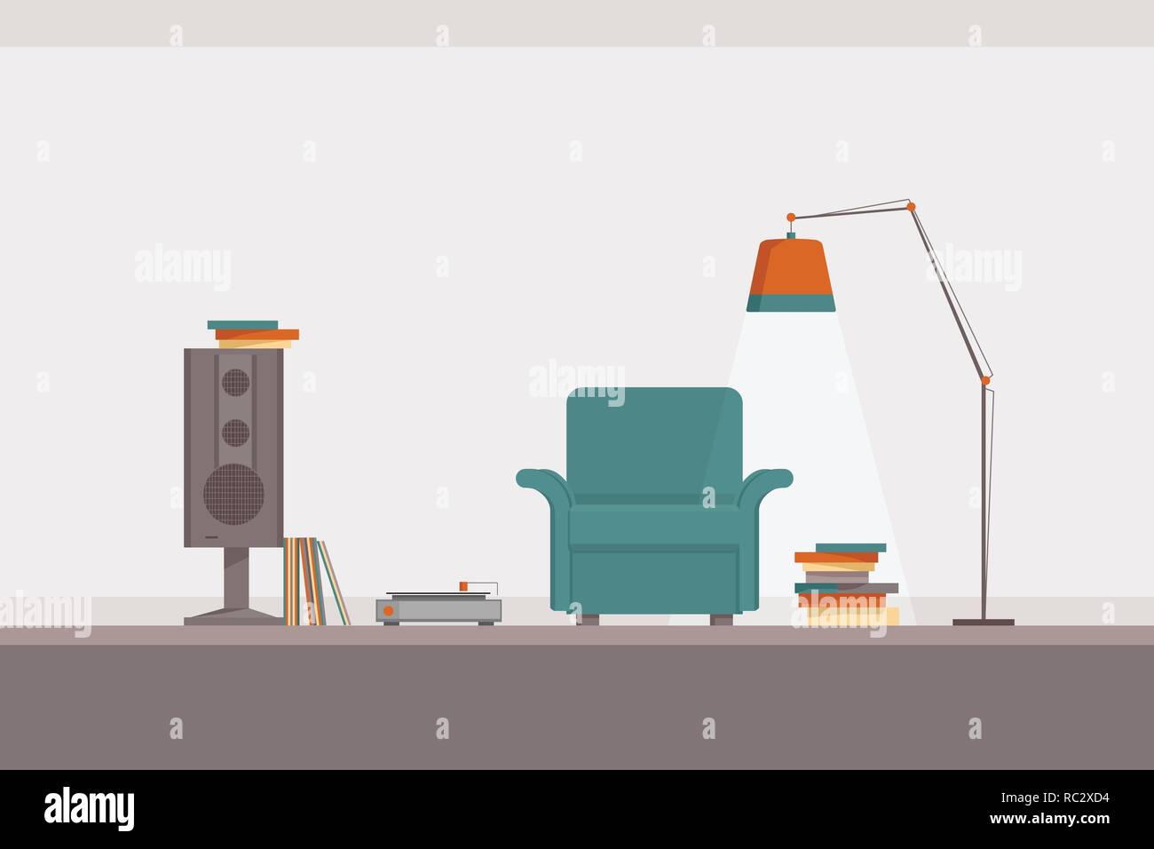 interior design illustration of a spot for music listening and reading ...